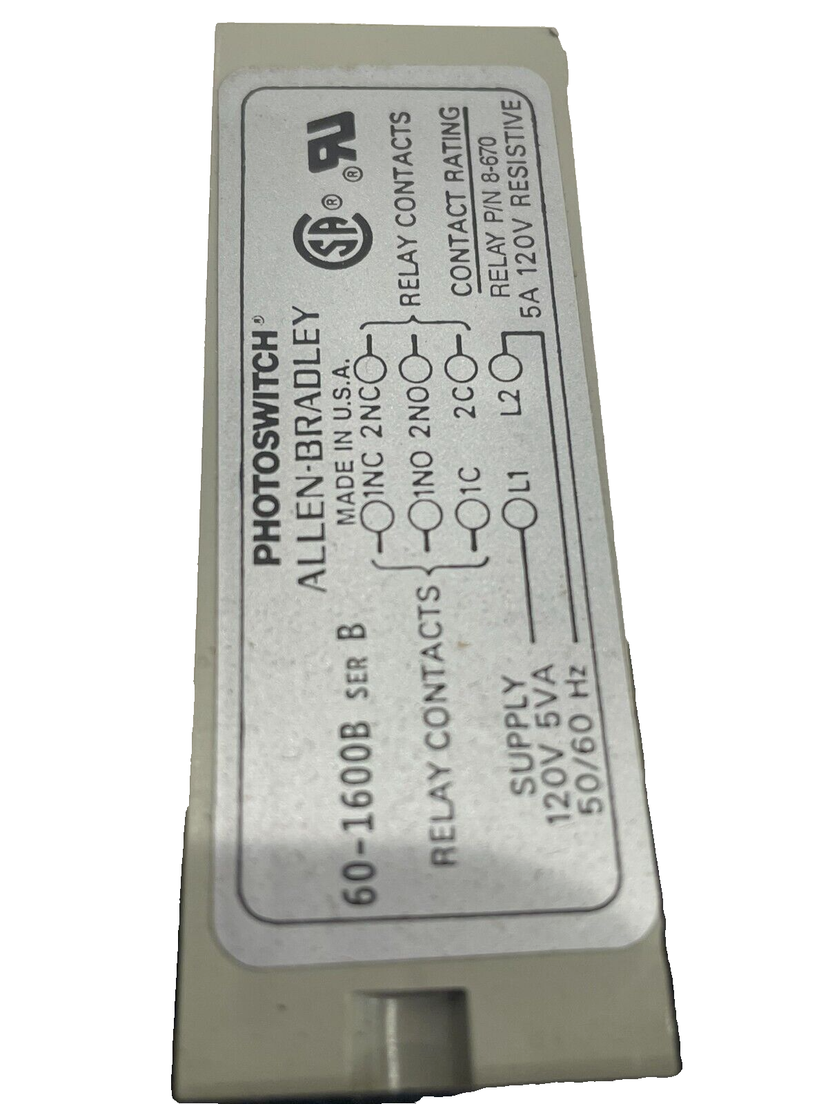 ALLEN BRADLEY 60-1600B CONTROL BASE SER.B 601600B NEW, SURPLUS - SB ...