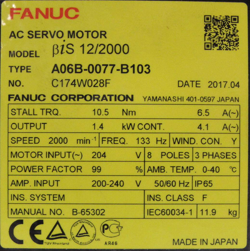 NEW FANUC A06B-0077-B103 SERVO MOTOR A860-2020-T301 A06B0077B103 - SB ...