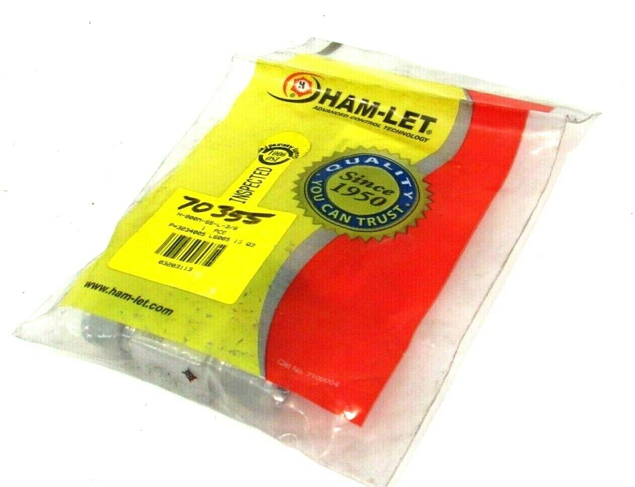 NEW HAM-LET H-800M-SS-L-3/8 VALVE H800MSSL38 - SB Industrial Supply, Inc.