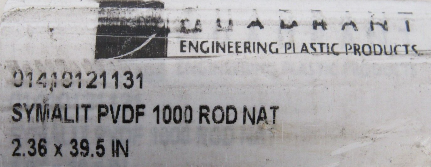 NEW QUADRANT 2.36" x 39.5" SYMALIT PVDF 1000 ROD NATURAL - SB ...