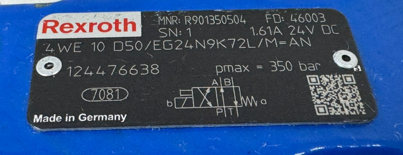 NEW REXROTH 4WE-10-D50/EG24N9K72L/M=AN DIRECTIONAL VALVE R901350504 ...
