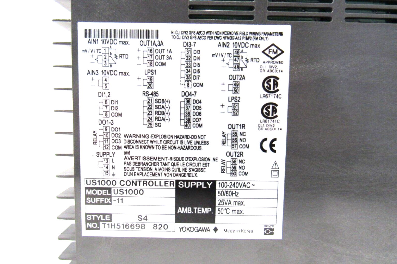 NEW YOKOGAWA US1000-11 CONTROLLER US100011 - SB Industrial Supply, Inc.