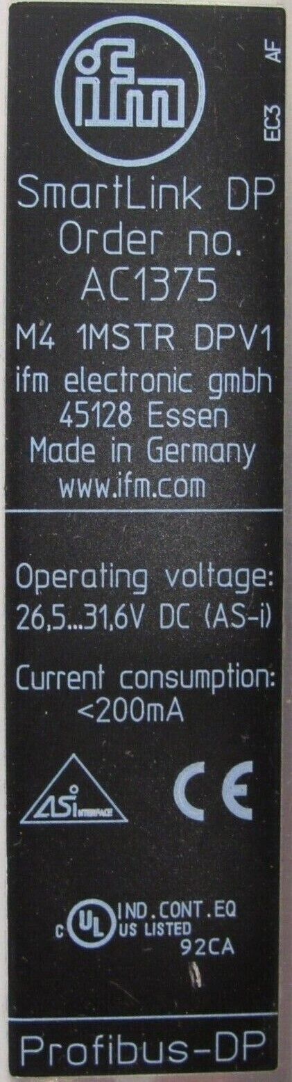 USED IFM AC1375 INTERFACE PROFIBUS DP GATEWAY M4-1MSTR-DPV1 - SB ...