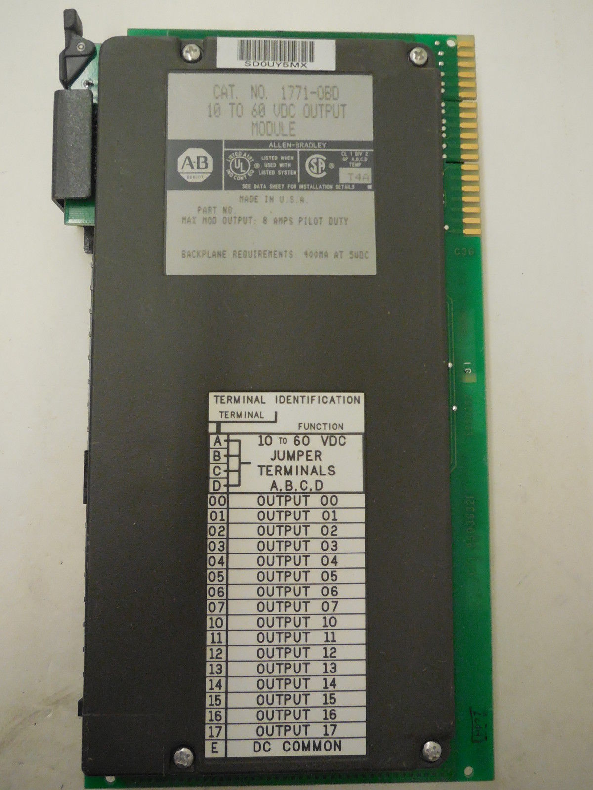 ALLEN BRADLEY 1771-OBD OUTPUT MODULE 1771OBD - SB Industrial Supply, Inc.