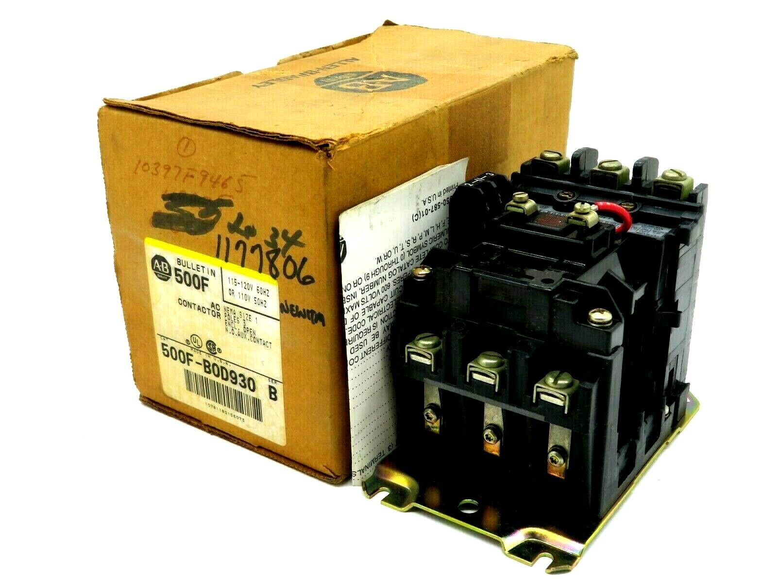 NEW ALLEN BRADLEY 500F-BOD930 CONTACTOR SERIES B 500FBOD930 - SB ...