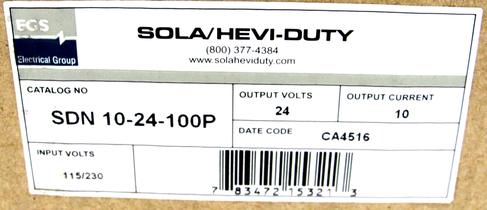 NEW EMERSON SOLA SDN10-24-100P POWER SUPPLY SDN1024100P - SB Industrial ...