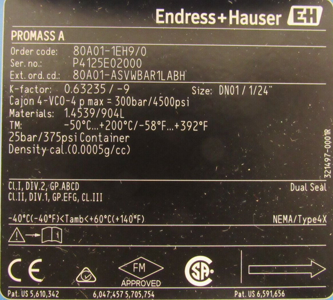NEW ENDRESS HAUSER 80A01-1EH9/0 TRANSMITTER PROMASS 80 80A01 ...