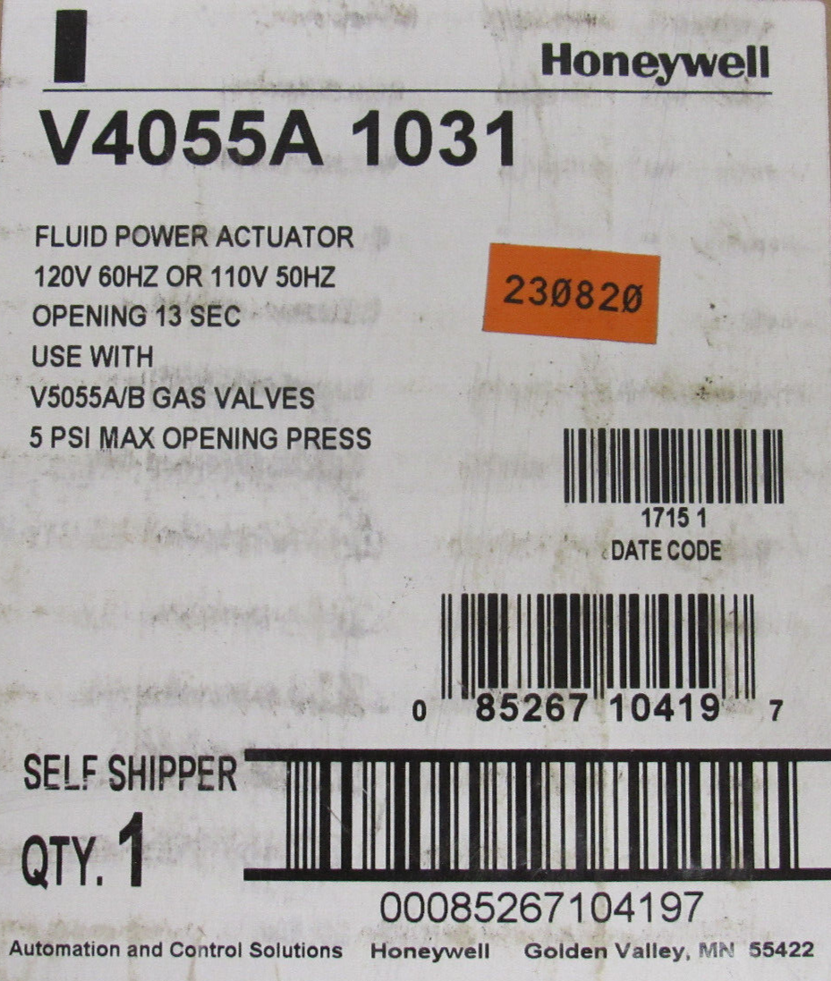 NEW HONEYWELL V4055A-1031 ACTUATOR 110/120V 13 SEC. V4055A1031 - SB ...
