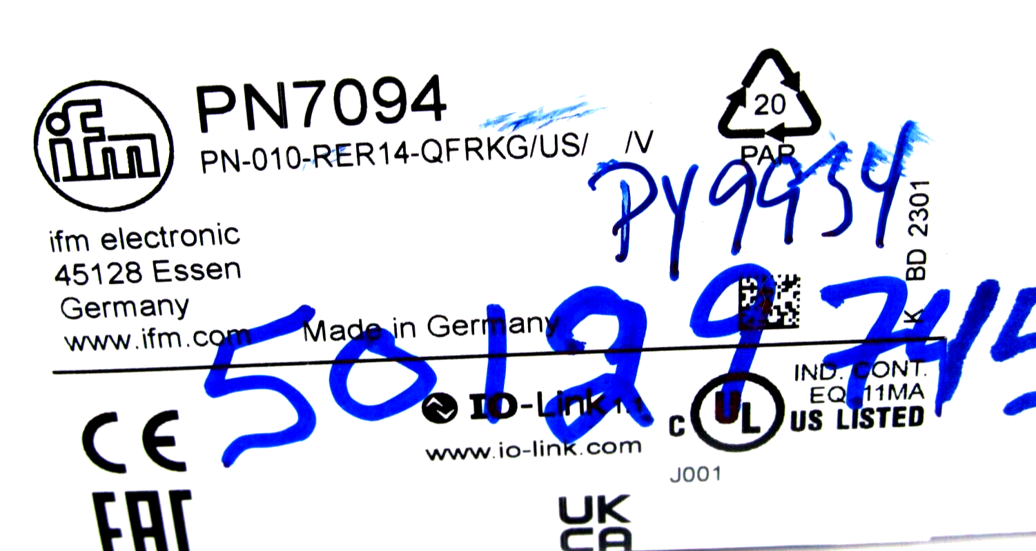 NEW IFM EFECTOR PN-010-RER14-QFRKG/US/ /V-PN7094 PRESSURE SENSOR PN7094 ...