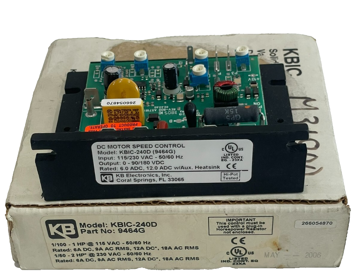 NEW KB ELECTRONICS KBIC-240D DC MOTOR SPEED CONTROL 9464G KBIC240D - SB Industrial Supply, Inc.