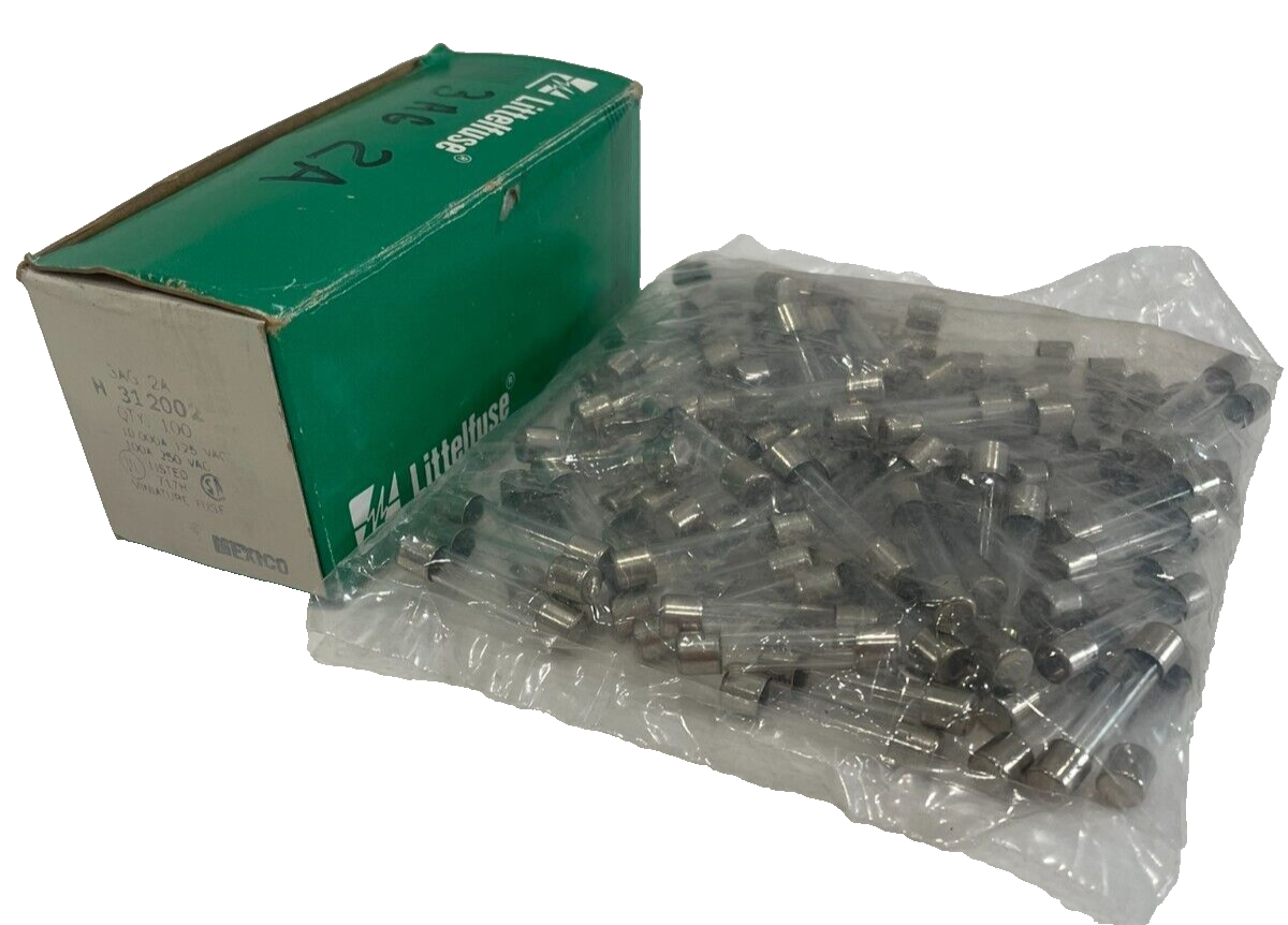 NEW LITTELFUSE 312.002 MINIATURE FUSE 100AMP 250VAC 100 PCS. 312002 ...