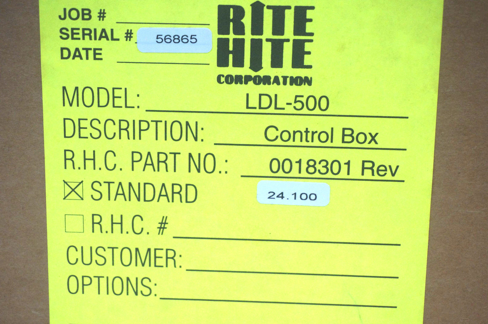NEW RITE HITE LDL-500 CONTROL BOX 0018301 LDL500 - SB Industrial Supply ...