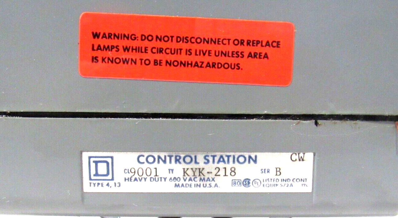 NEW SQUARE D 9001-KYK-218 CONTROL STATION 9001KYK218 - SB Industrial ...