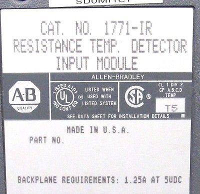 REPAIRED ALLEN BRADLEY 1771-IR INPUT MODULE SER.A 1771IR - SB ...