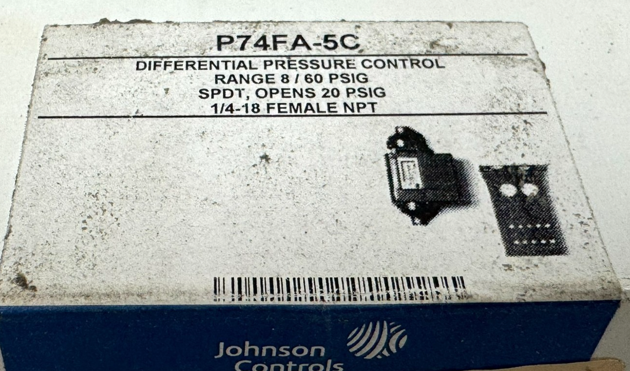 LOT OF 2 NEW JOHNSON CONTROLS P74FA-5C PRESSURE SWITCHES 8-60PSI - SB ...