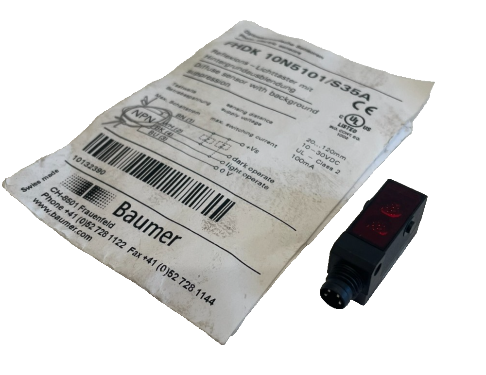 NEW BAUMER FHDK 10N5101/S35A DIFFUSE PHOTOELECTRIC SENSOR - SB ...