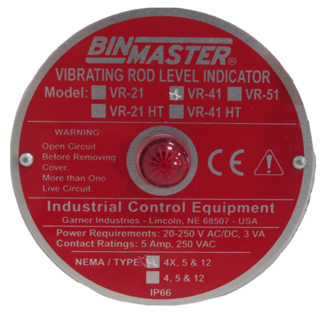 NEW BIN MASTER VR-41 VIBRATING ROD LEVEL SENSOR 18" VR41.XX.G018.STD ...