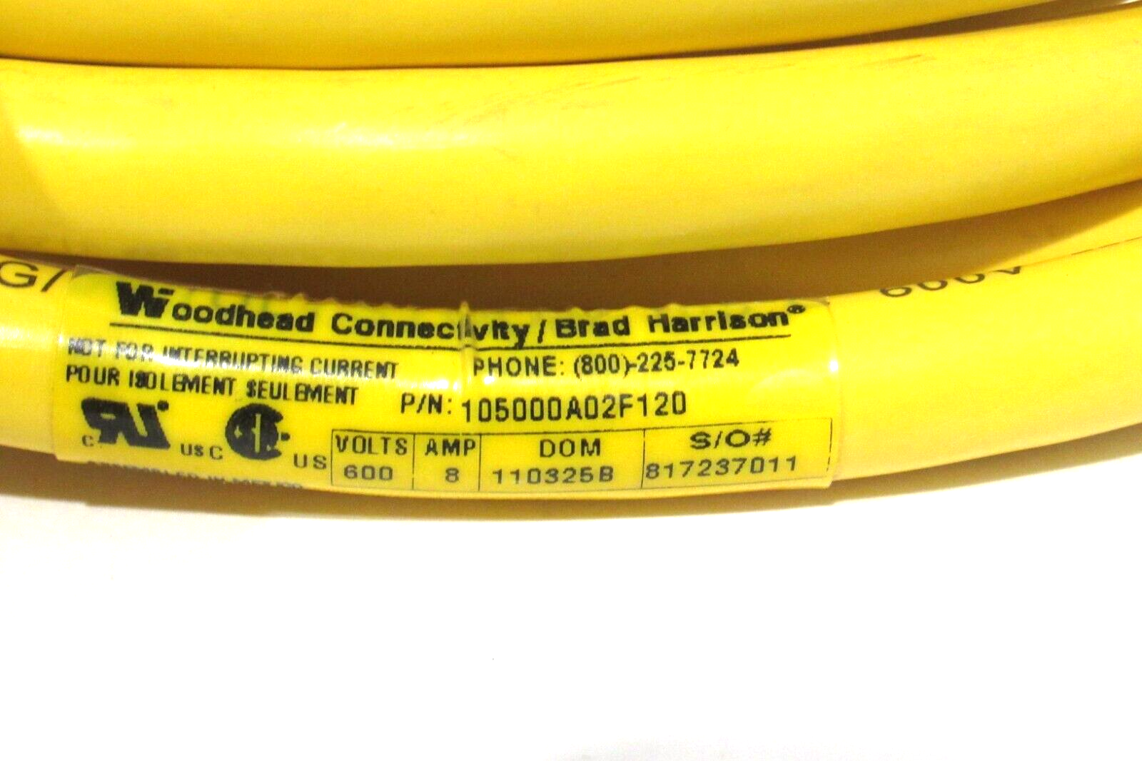 NEW WOODHEAD 105000A02F120 CORDSET - SB Industrial Supply, Inc.
