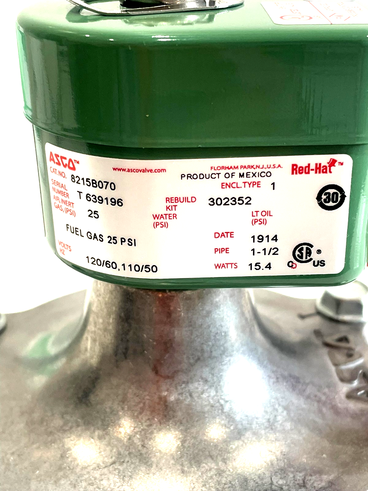 NEW ASCO VALVE 8215B070 SOLENOID VAVLE 120/60, 110/50 PIPE 1-1/2 - SB ...