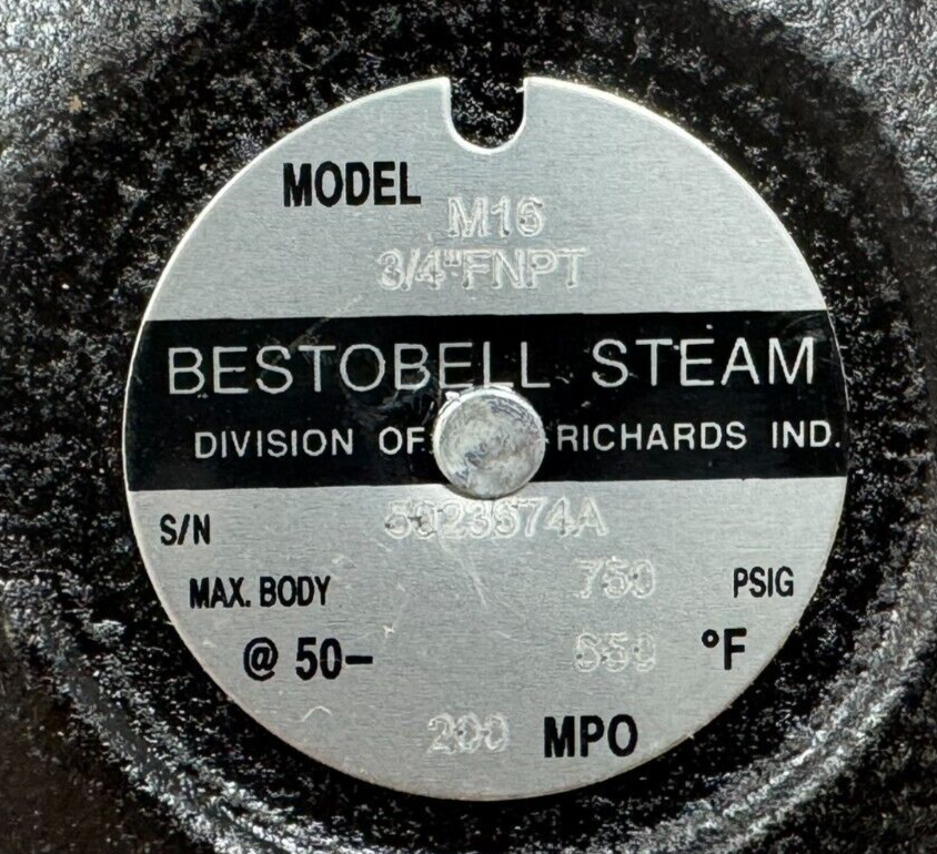 NEW BESTOBELL STEAM MODEL: M16 STEAM TRAP 3/4'' FNPT M0016310 - SB Industrial Supply, Inc.