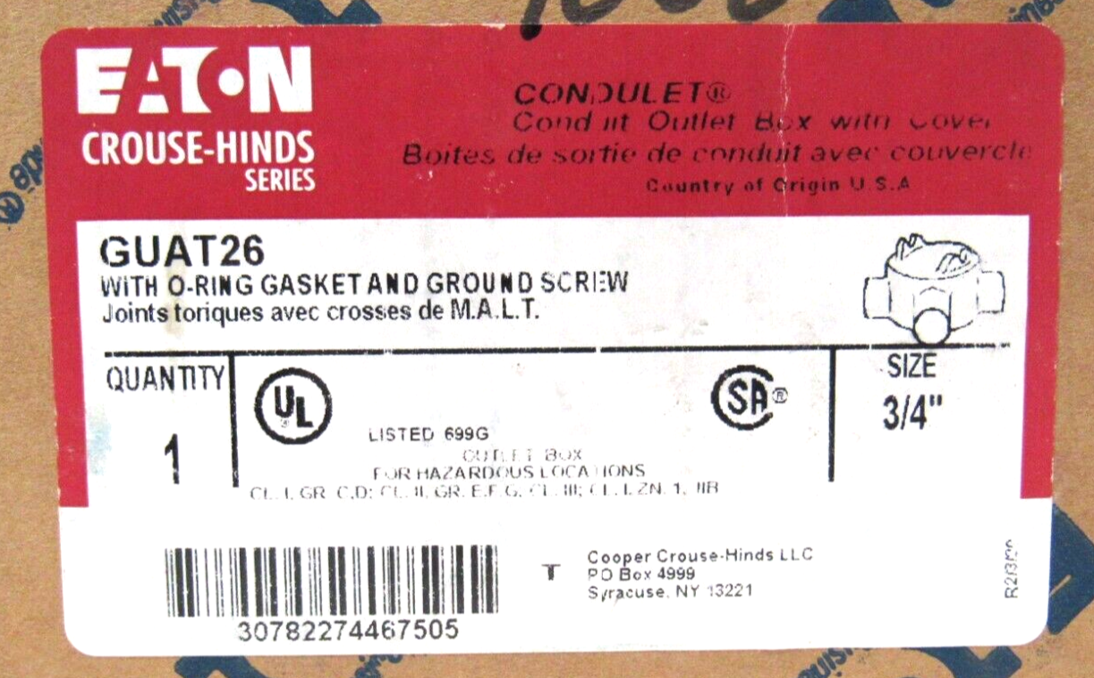 NEW EATON CROUSE HINDS GUAT26 OUTLET BOX 3/4" - SB Industrial Supply, Inc.