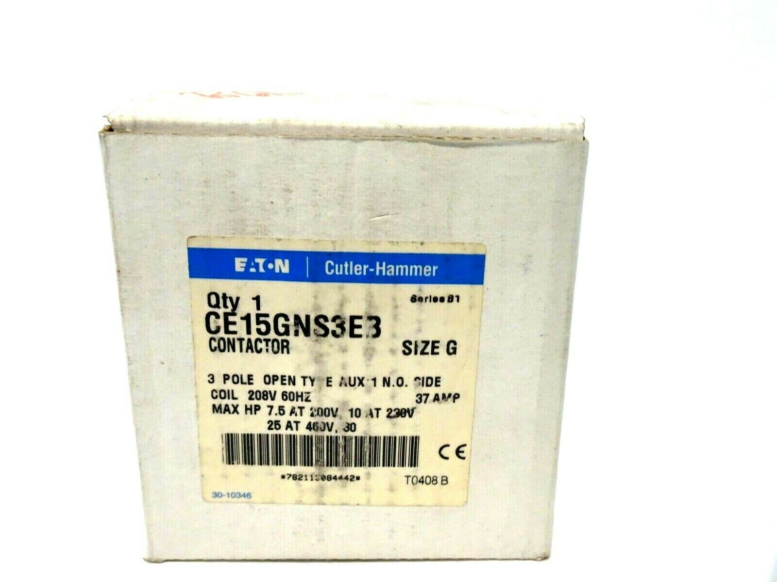 NEW EATON CUTLER HAMMER CE15GNS3EB CONTACTOR SER.B1 SIZE G - SB ...