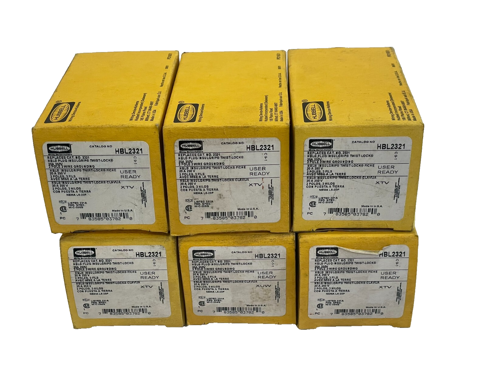 NEW HUBBELL HBL2321 TWIST LOCK PLUG 2P 20AMP 250V LOT OF 6 - SB ...