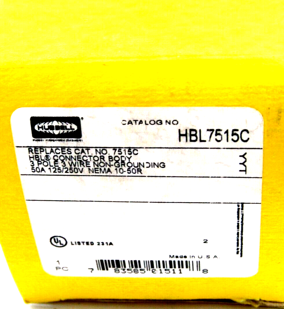 NEW HUBBELL HBL7515C CONNECTOR 50A 125/250V - SB Industrial Supply, Inc.