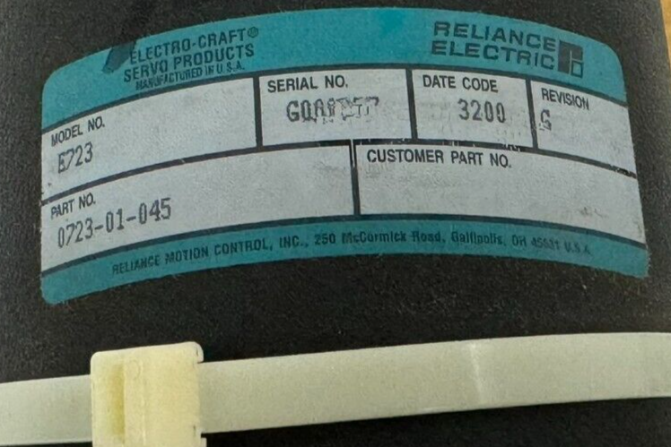 NEW RELIANCE ELECTRO-CRAFT E723 MOTOR 0723-01-045 REV. G 072301045 - SB ...