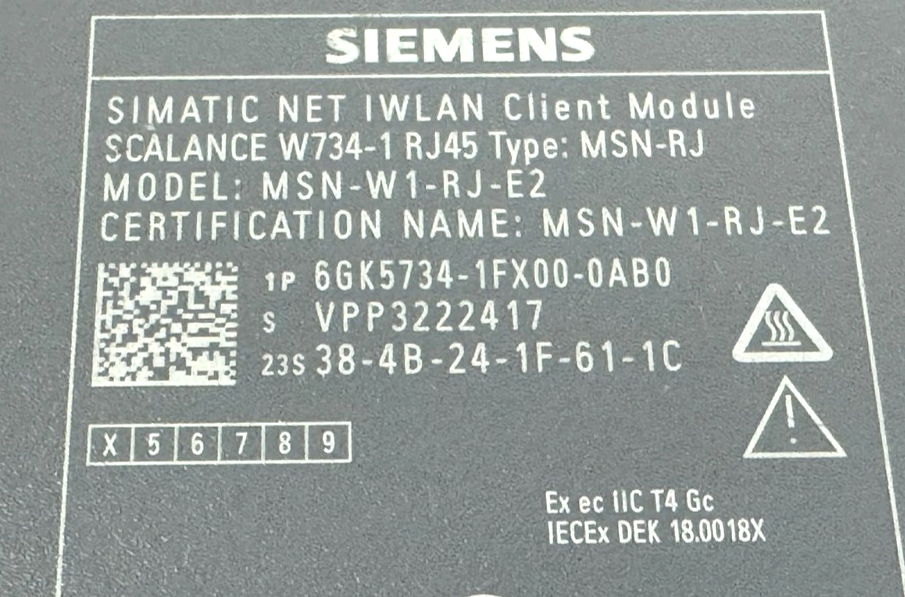 NEW SIEMENS 6GK5734-1FX00-0AB0 IWLAN CLIENT MODULE SCALANCE W734-1 - SB ...