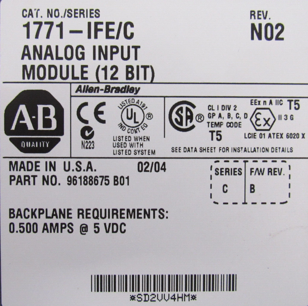 ALLEN BRADLEY 1771-IFE INPUT MODULE SER.C 1771IFE NEW SURPLUS - SB ...