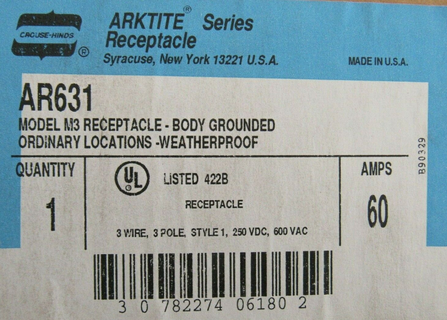 NEW ARKTITE AR631 RECEPRTACLE MODEL M3 - SB Industrial Supply, Inc.