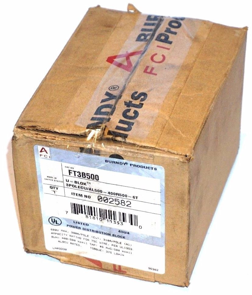 NEW BURNDY FT3B500 POWER DISTRIBUTION BLOCK - SB Industrial Supply, Inc.