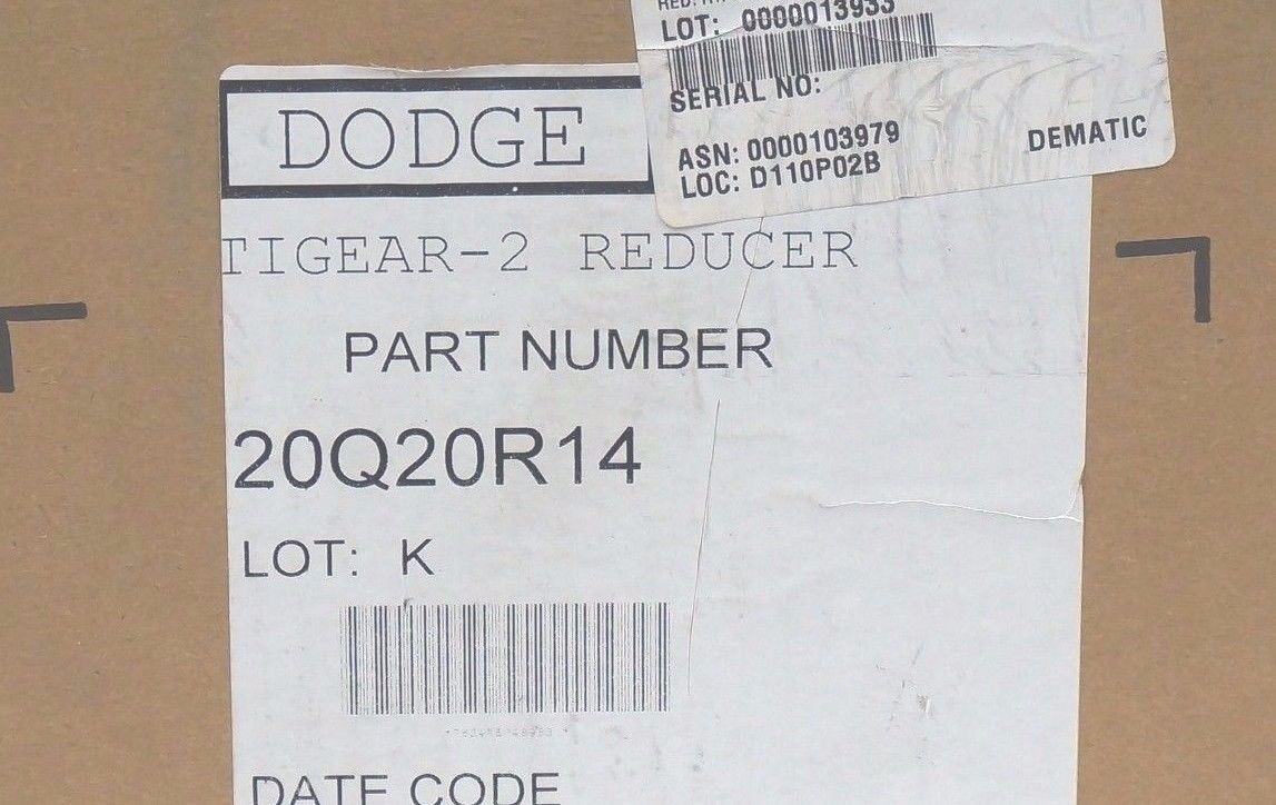 NEW DODGE 20Q20R14 TIGEAR-2 REDUCER 1HP, 20:1 RATIO - SB Industrial ...