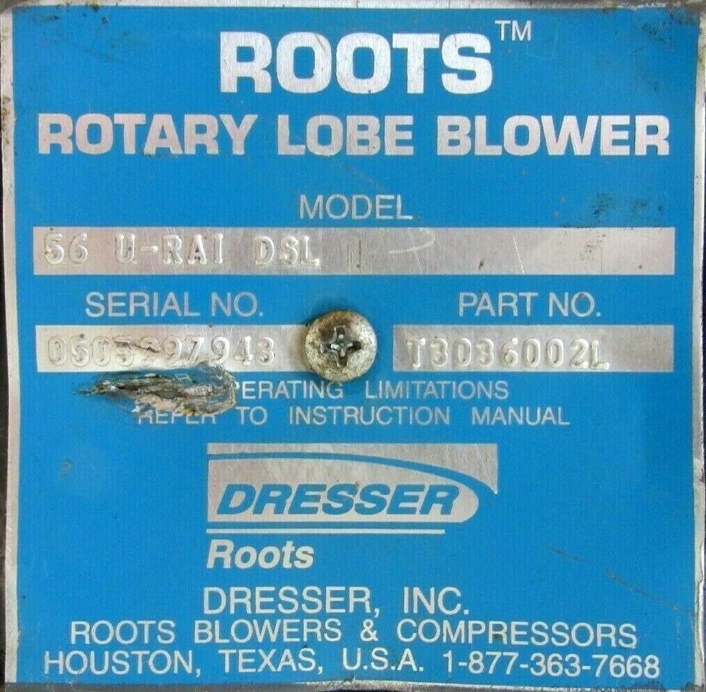 NEW DRESSER ROOTS 56 U-RAI DSL ROTARY LOBE BLOWER 56URAIDSL T3036002L ...