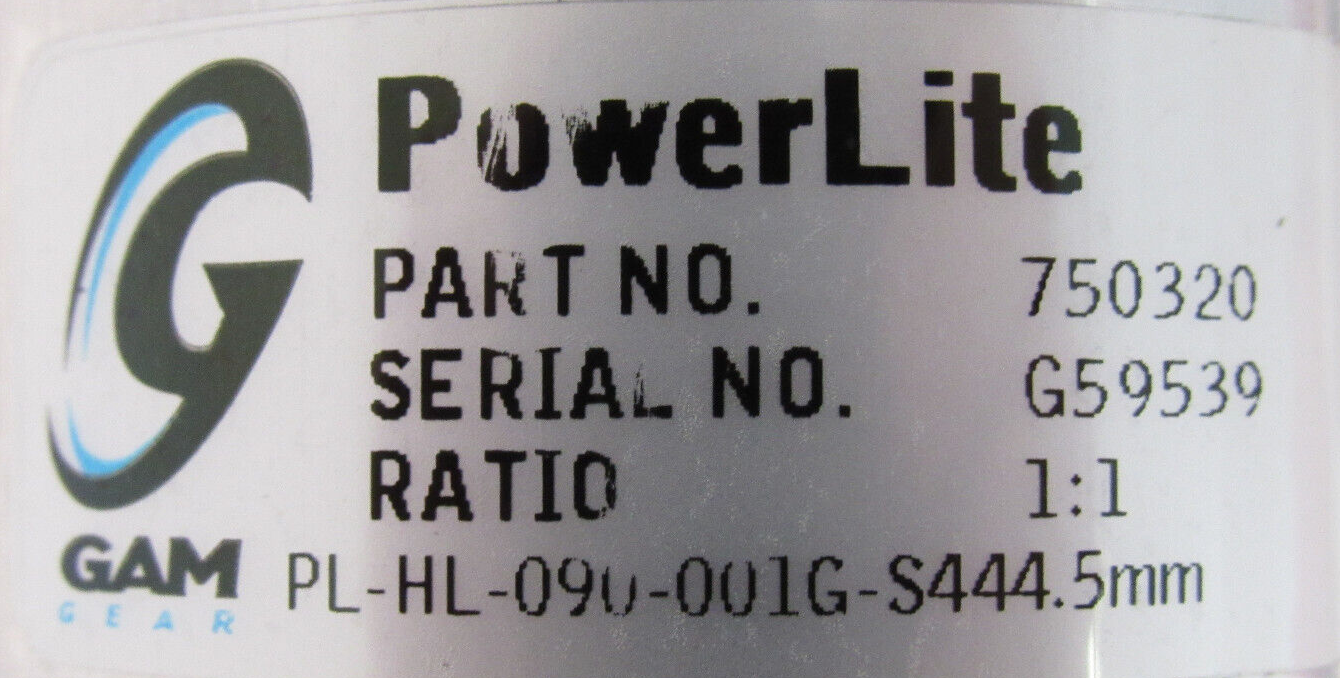 NEW GAM GEAR 750320 POWERLITE GEARBOX PL-HL-090-001G-S444.5MM - SB ...