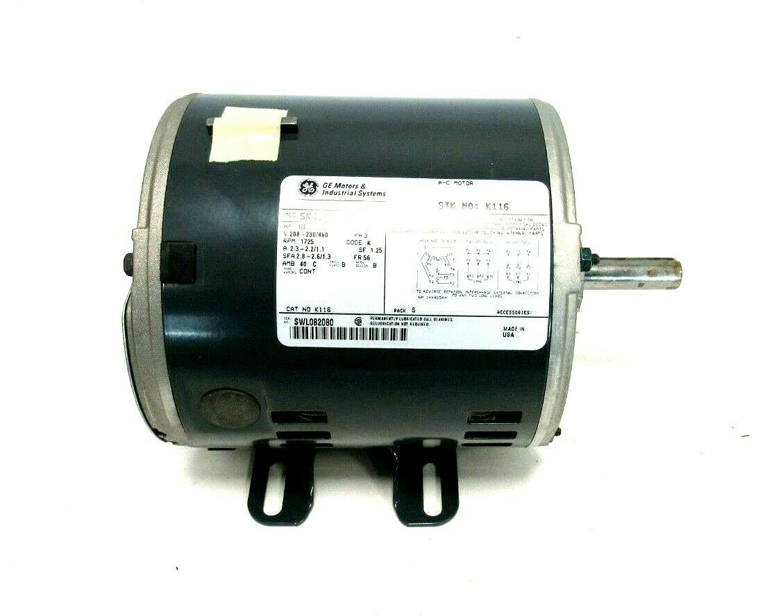 NEW GE K116 MOTOR 1/2HP 208-230/460V 1725RPM 5/8" DIA. 5K42HN4106 - SB ...