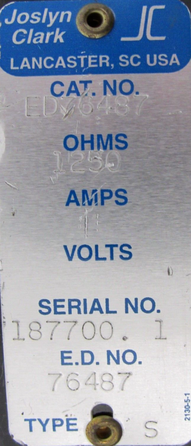 NEW JOSLYN CLARK ED76487 RHEOSTAT 1250 OHMS - SB Industrial Supply, Inc.