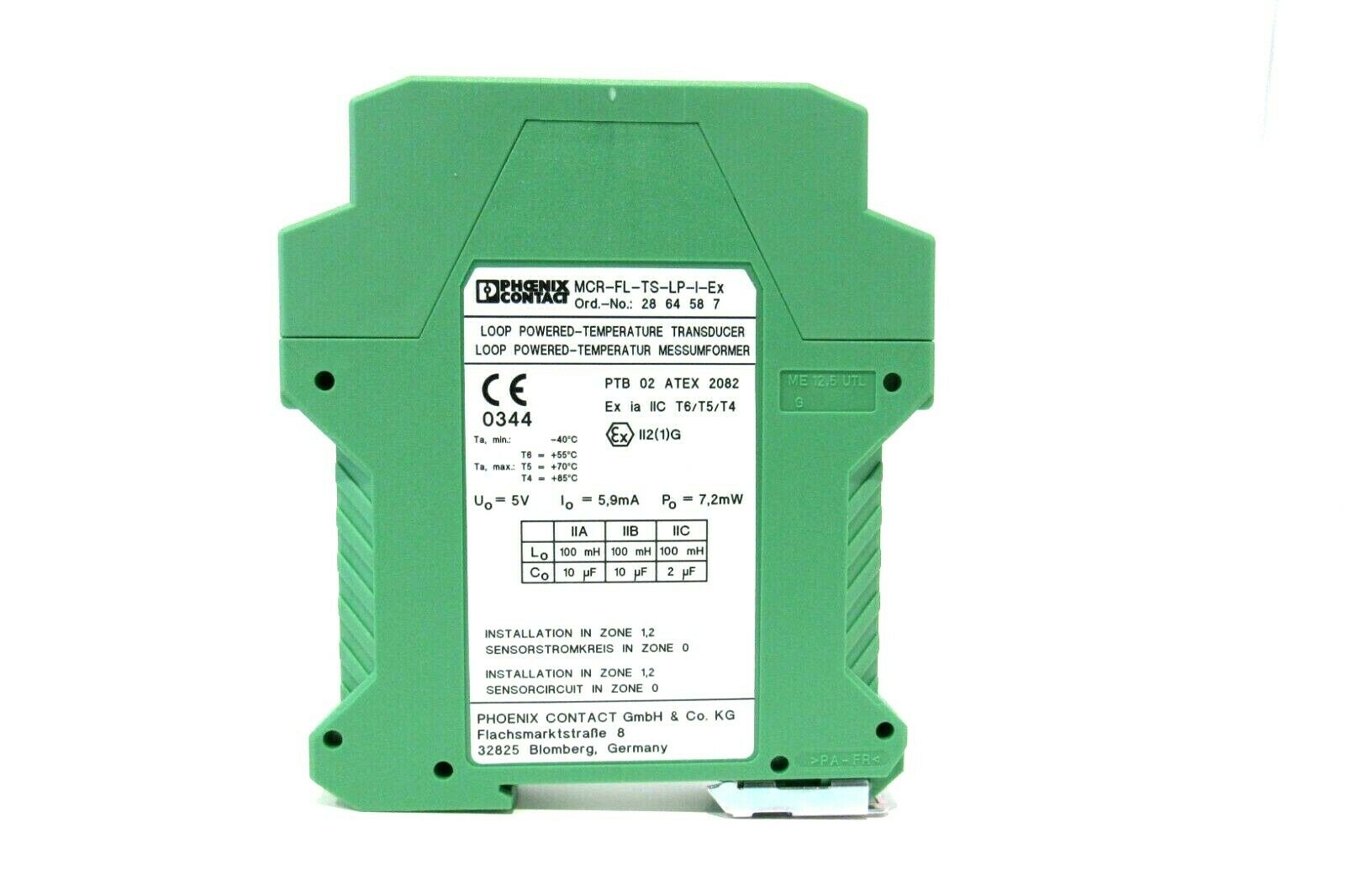 NEW PHOENIX CONTACT MCR-FL-TS-LP-I-EX TEMPERATURE TRANSDUCER ...