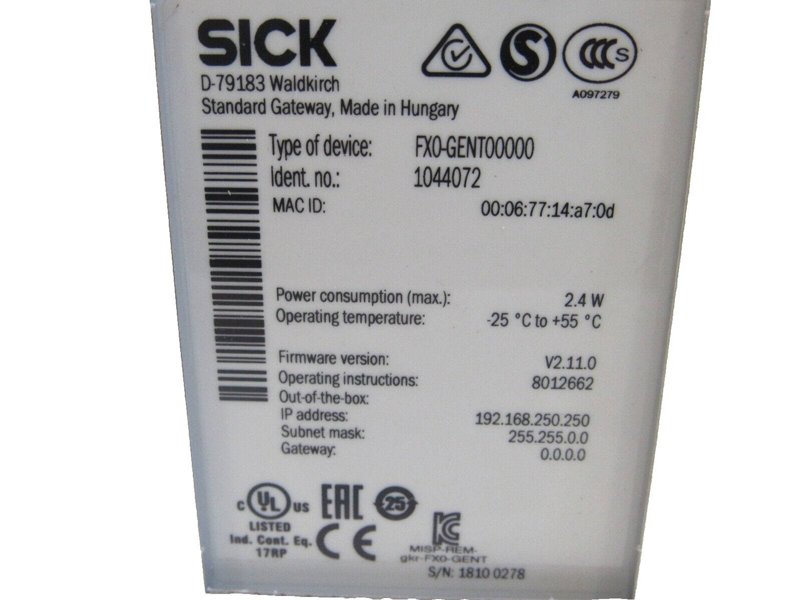 NEW SICK FX0-GENT00000 SAFETY CONTROLLER 1044072 FX0GENT00000 - SB ...