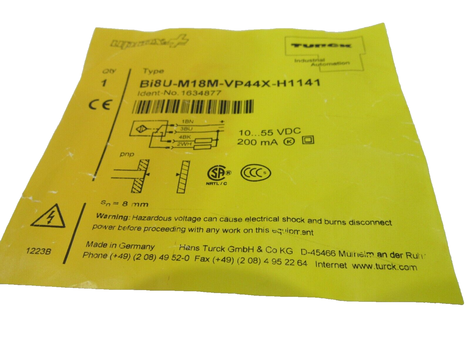 NEW TURCK BI8U-M18M-VP44X-H1141 PROXIMITY SENSOR 1634877 ...