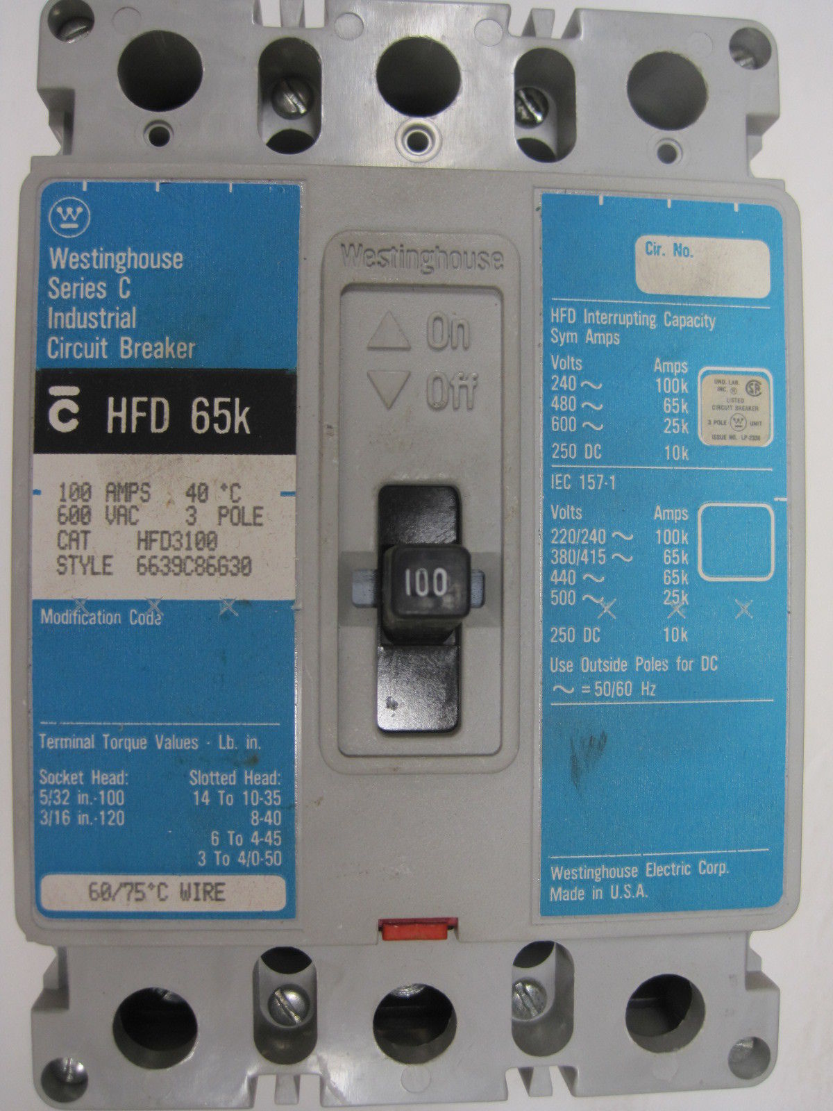 NEW WESTINGHOUSE HFD3100 CIRCUIT BREAKER - SB Industrial Supply, Inc.