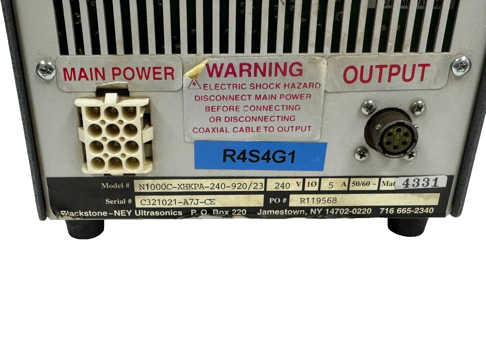 USED BLACKSTONE-NEY N1000C-XHKPA-240-920/23 NEPTUNE ULTRASONIC ...