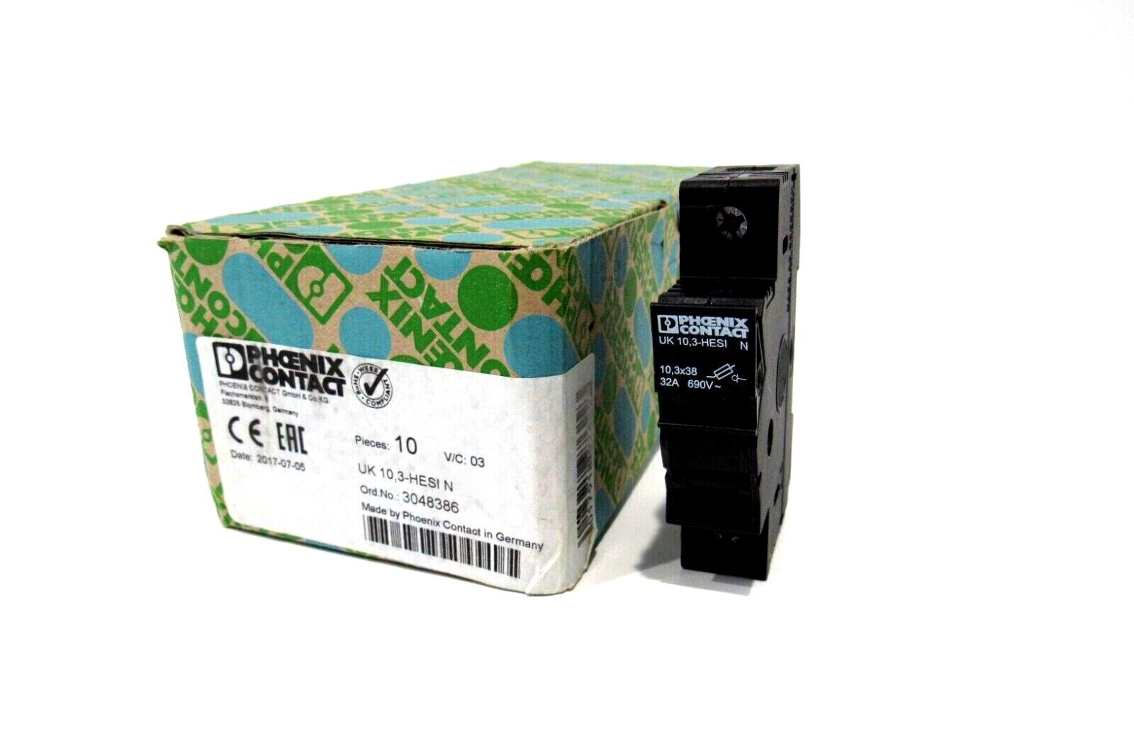 LOT OF 10 NEW PHOENIX CONTACT UK 10 3-HESI N TERMINAL BLOCKS 3048386 ...