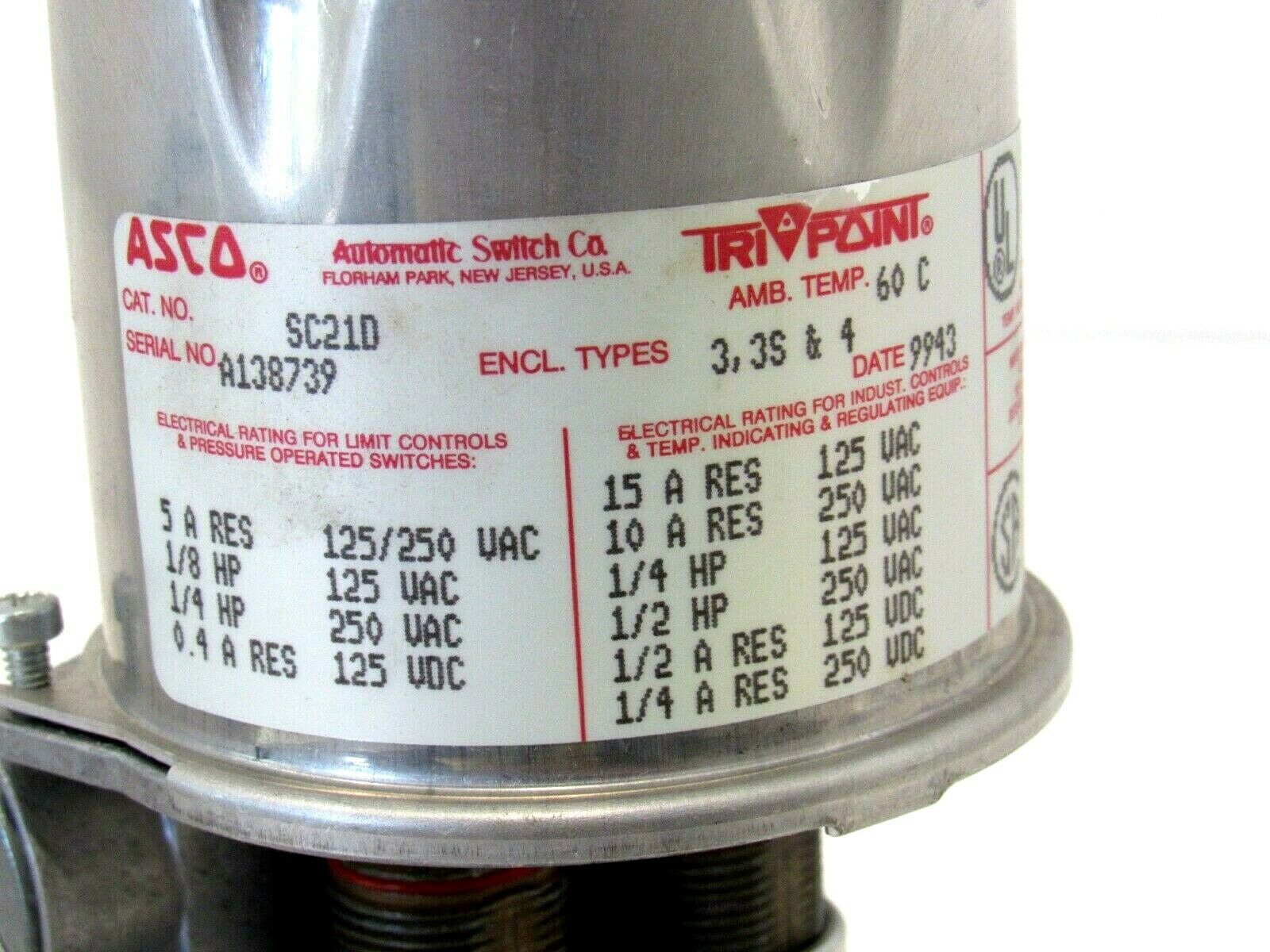 NEW ASCO SC21D TRI POINT PRESSURE SWITCH - SB Industrial Supply, Inc.