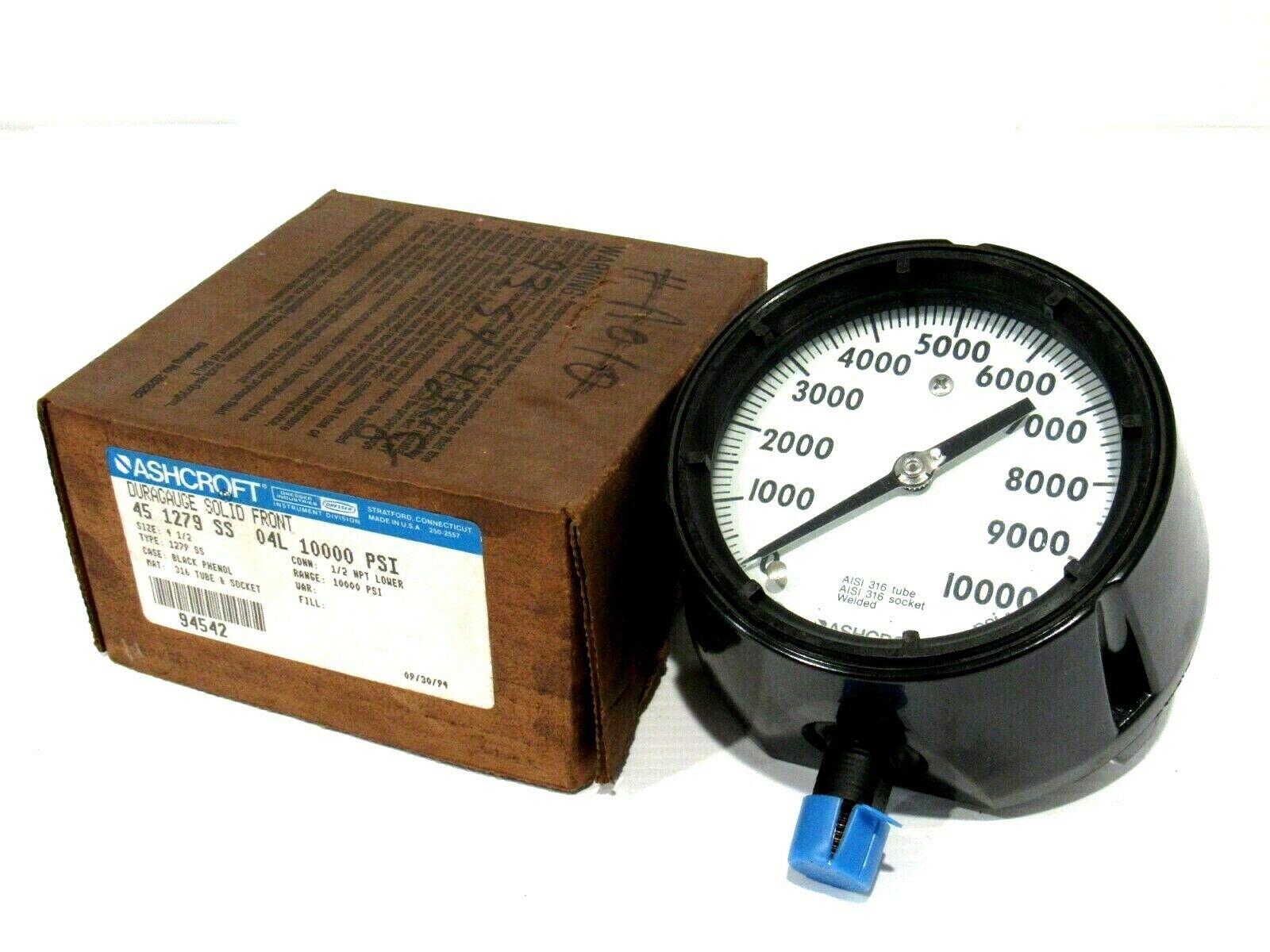 NEW ASHCROFT 45-1279-SS-04L-10000 PRESSURE GAUGE 451279SS04L10000 - SB ...
