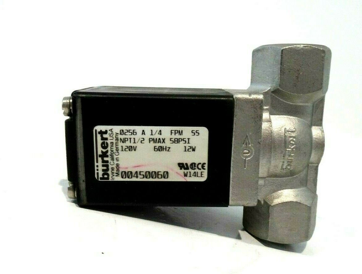 NEW BURKERT 0256 A 1 / 4 FPM SS SOLENOID VALVE 0256A14FPMSS - SB ...