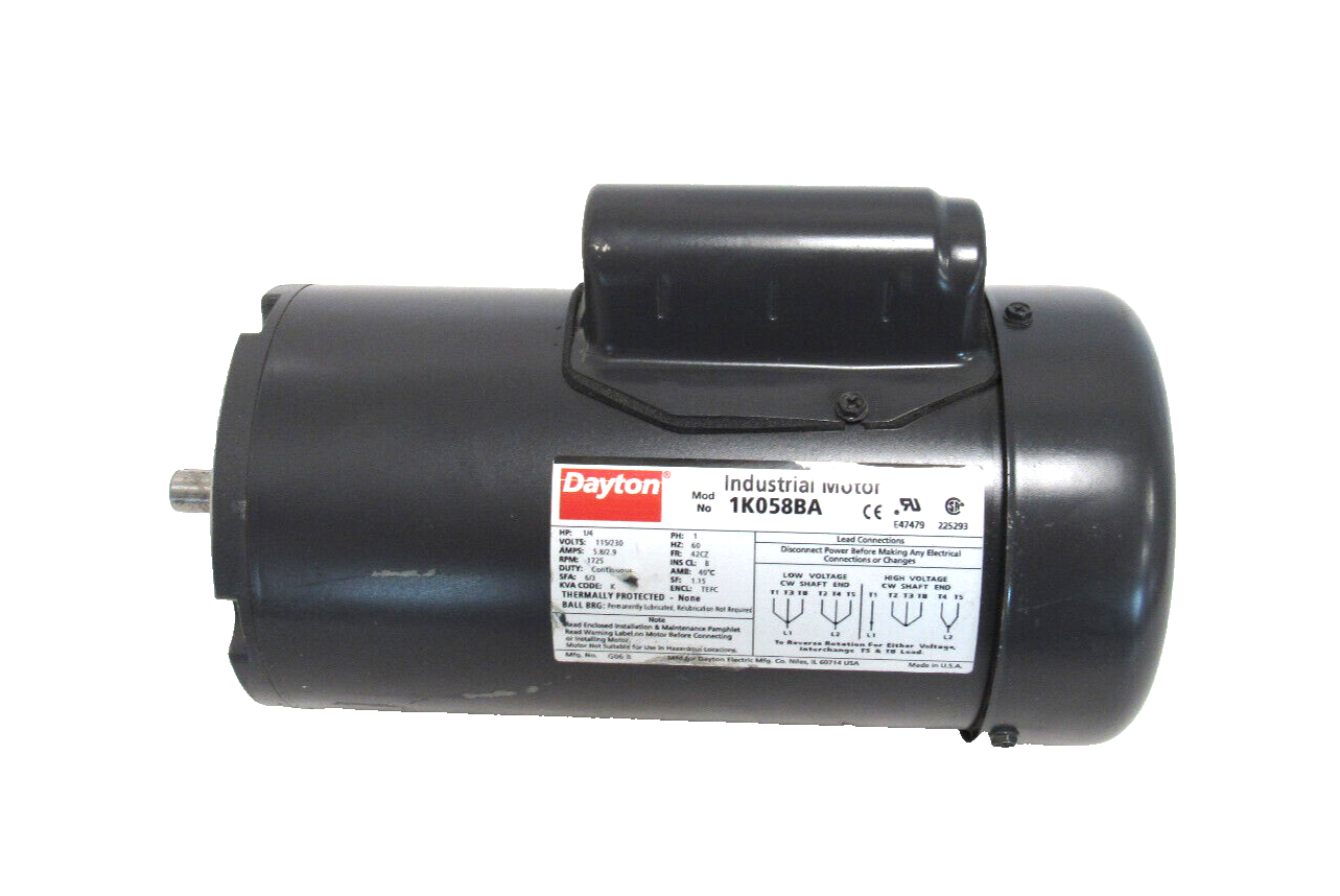 NEW DAYTON 1K058BA MOTOR 1/4HP 115/230V 1725RPM 1/2" DIA. - SB ...