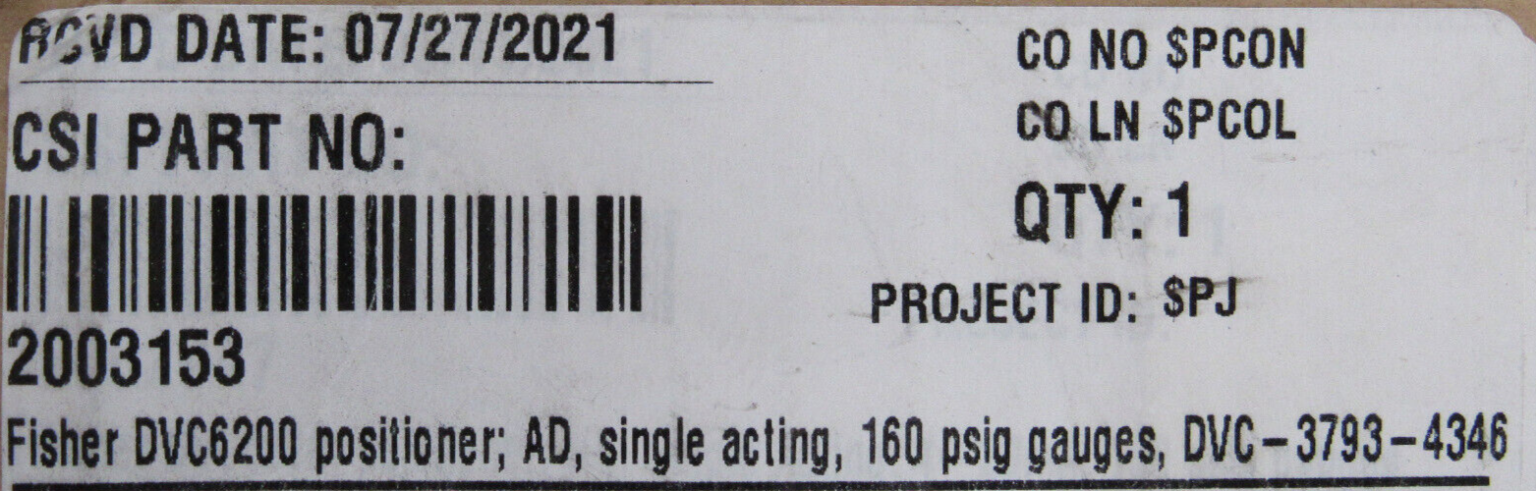 NEW FISHER DVC6200 VALVE CONTROLLER DVC-3793-4346 - SB Industrial ...