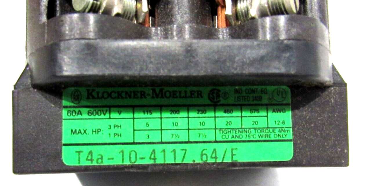 NEW KLOCKNER MOELLER T4A-10-4117.64/E CAM SWITCH T4A10411764E - SB ...